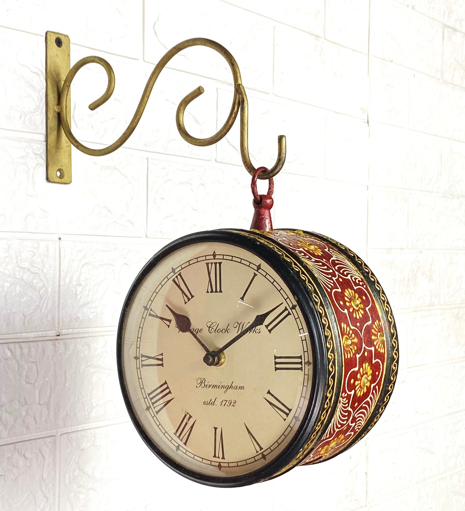 6" Brown Classic Double Sided Platform Wall Clock | D'DASS Store