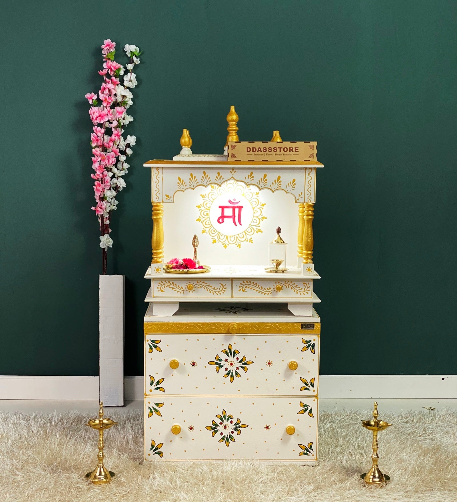 Wooden Pooja Temple & Puja Mandap with Cabinet for Home | DDASSWT1822 ...