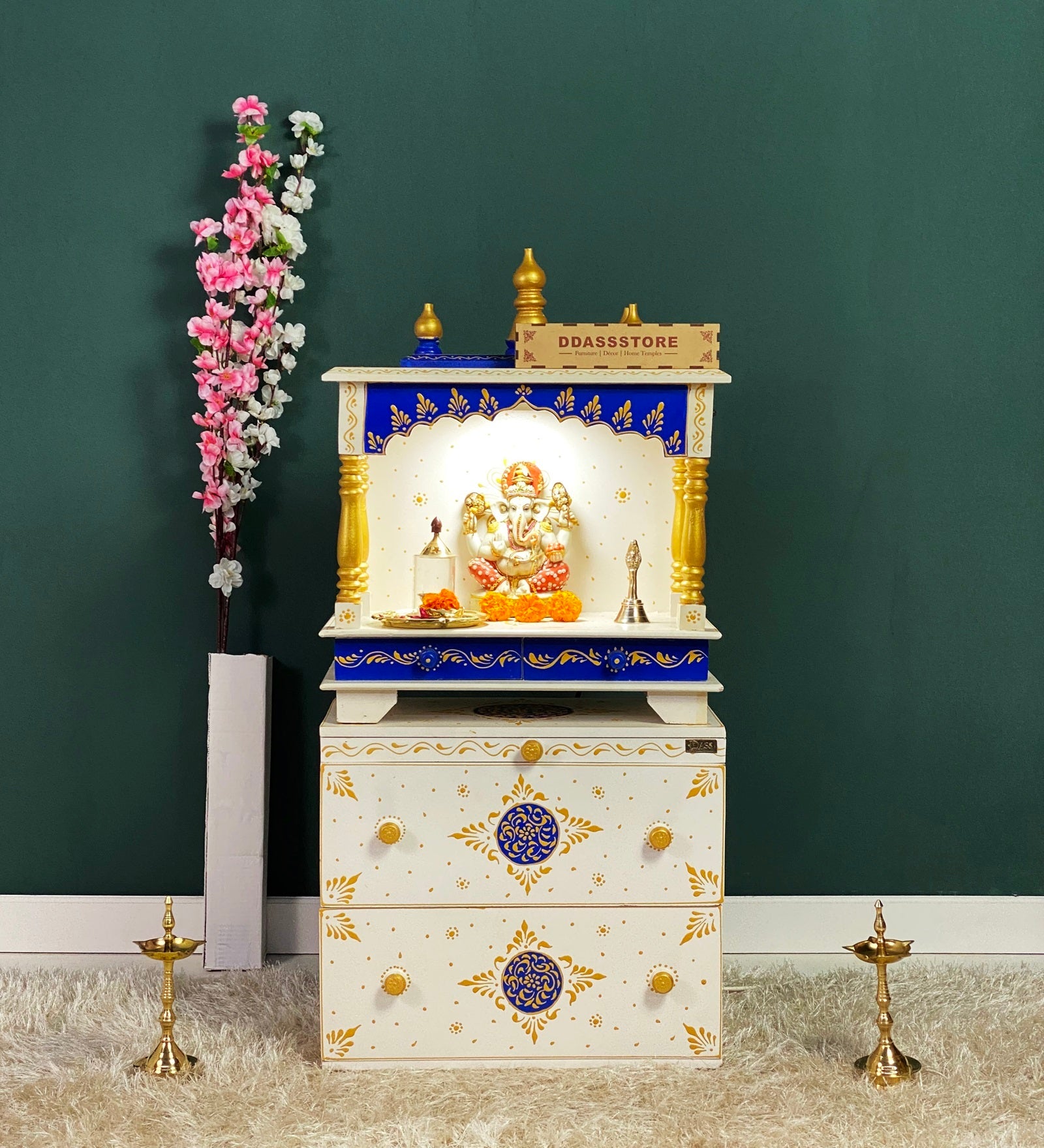 Wooden Pooja Temple & Puja Mandap with Cabinet for Home | DDASSWT1822 ...