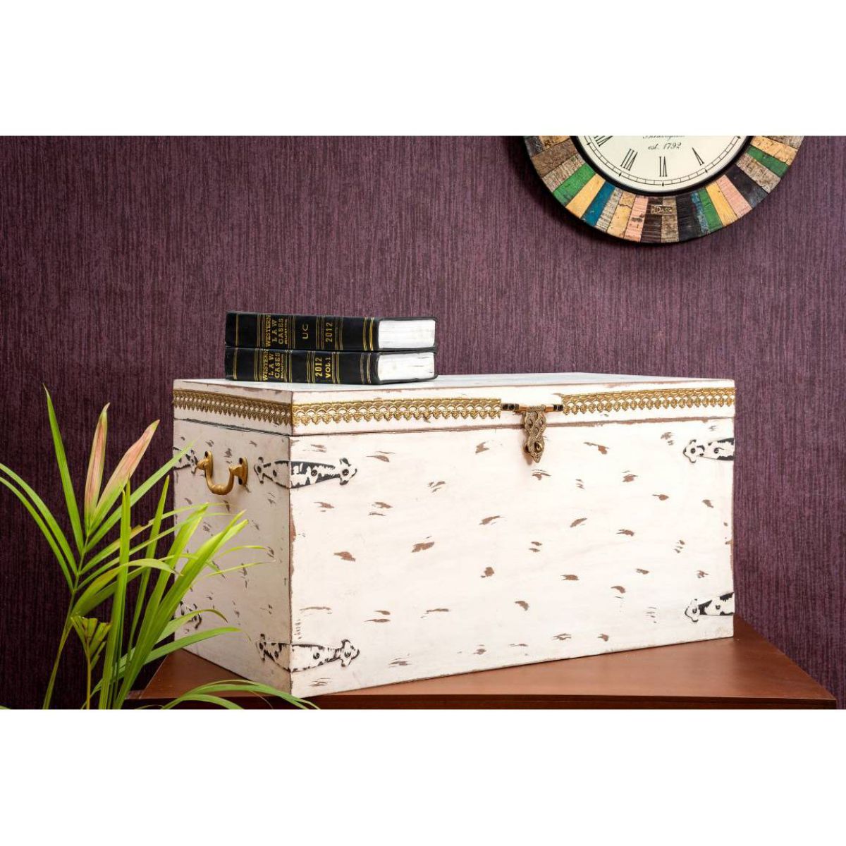 Ethnic Style Decorative Distressed Wooden Trunk & Storage Box ...