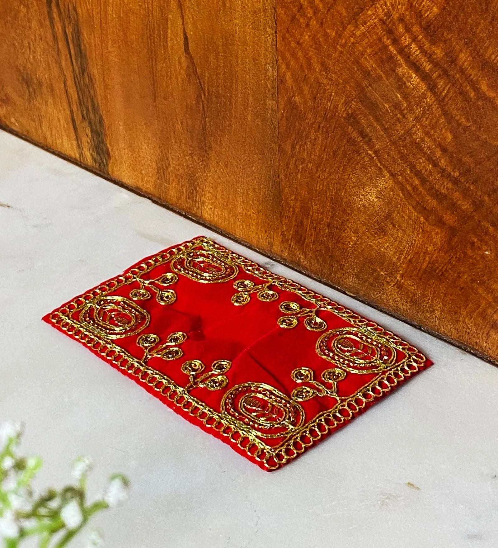 Buy Handmade Red Velvet Puja Aasan | Puja Altar Cloth / Chowki Aasan ...