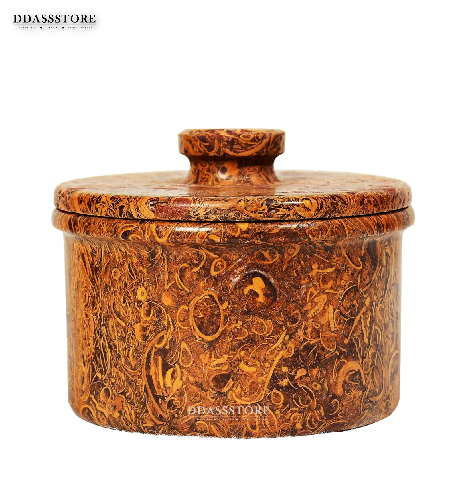 Jaisalmer Fossil Habur Stone 3" Inches Handi with lid (100% Authentic ...