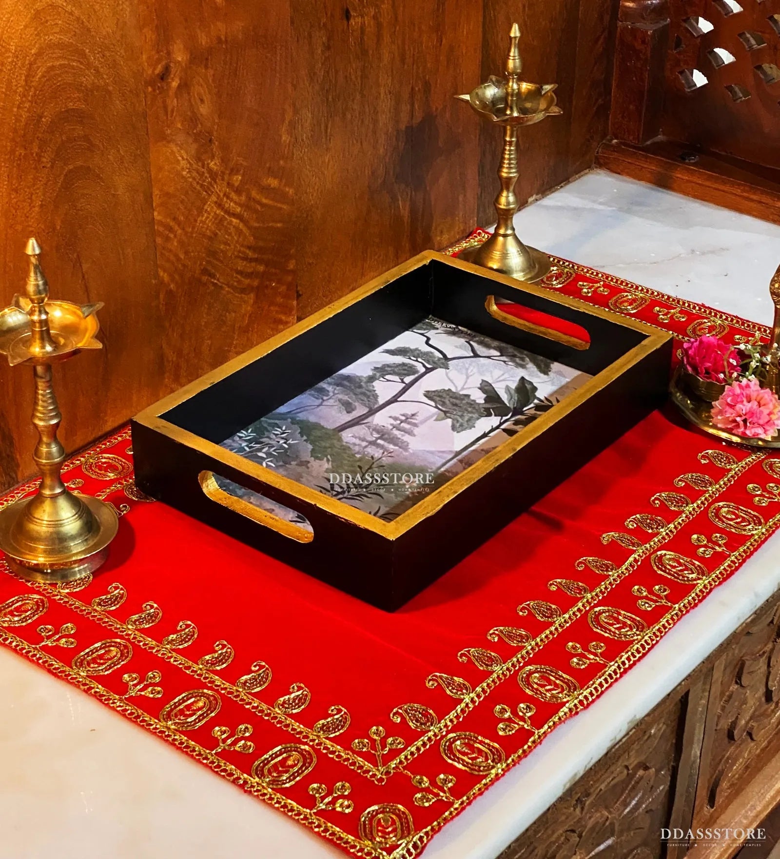 Nature Wooden Pooja Tray & Thali for Home Temple