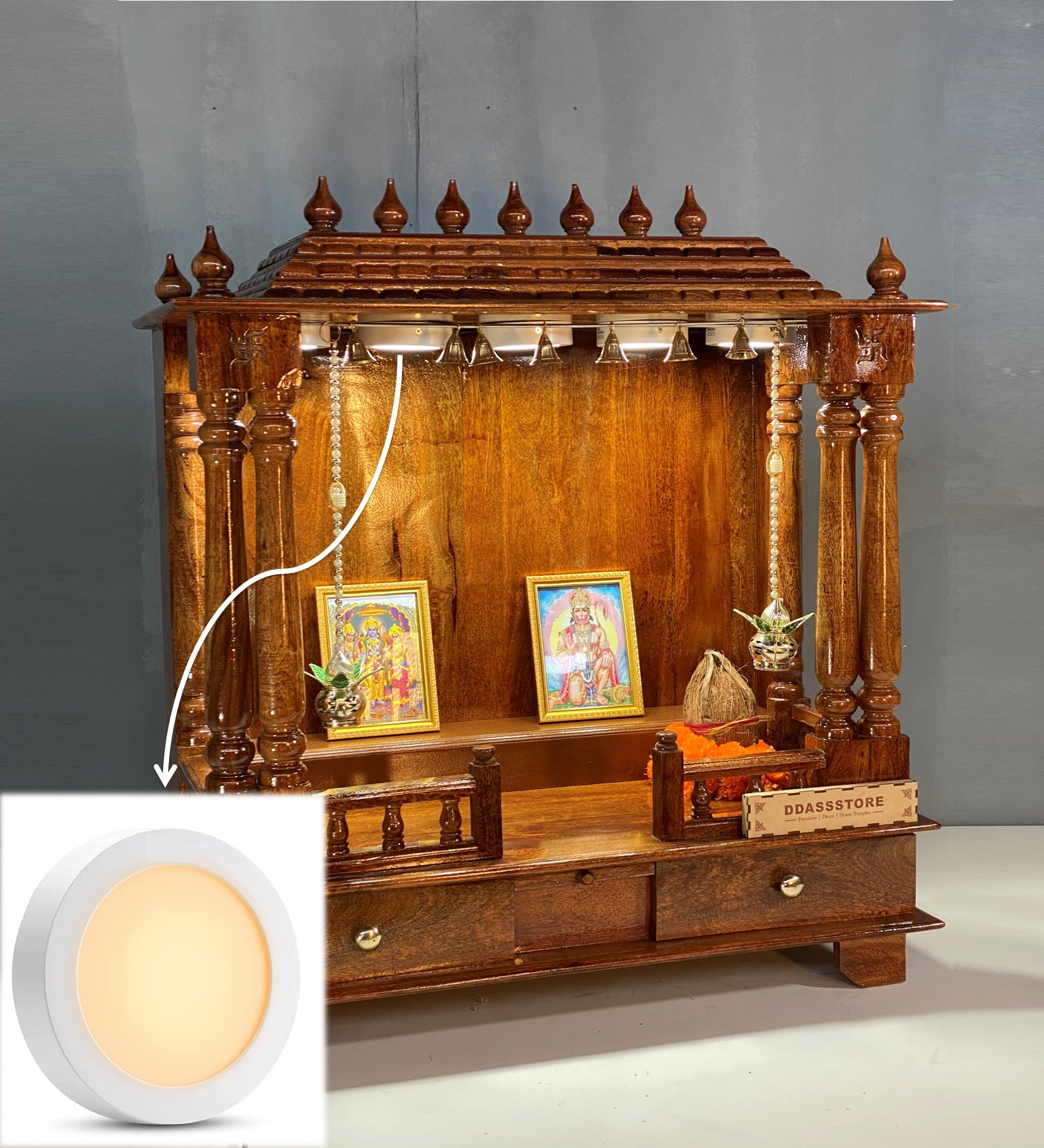 Round LED Light For Wooden Home Temple (Add-on) | D'DASS Store