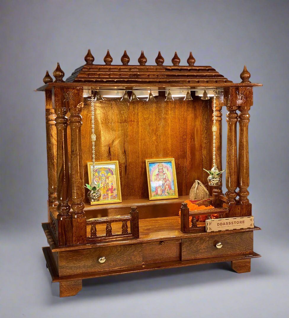 Solid Wood Pooja Mandir & Mandap with Gopuram | DDASSWTSolid-33 | D ...