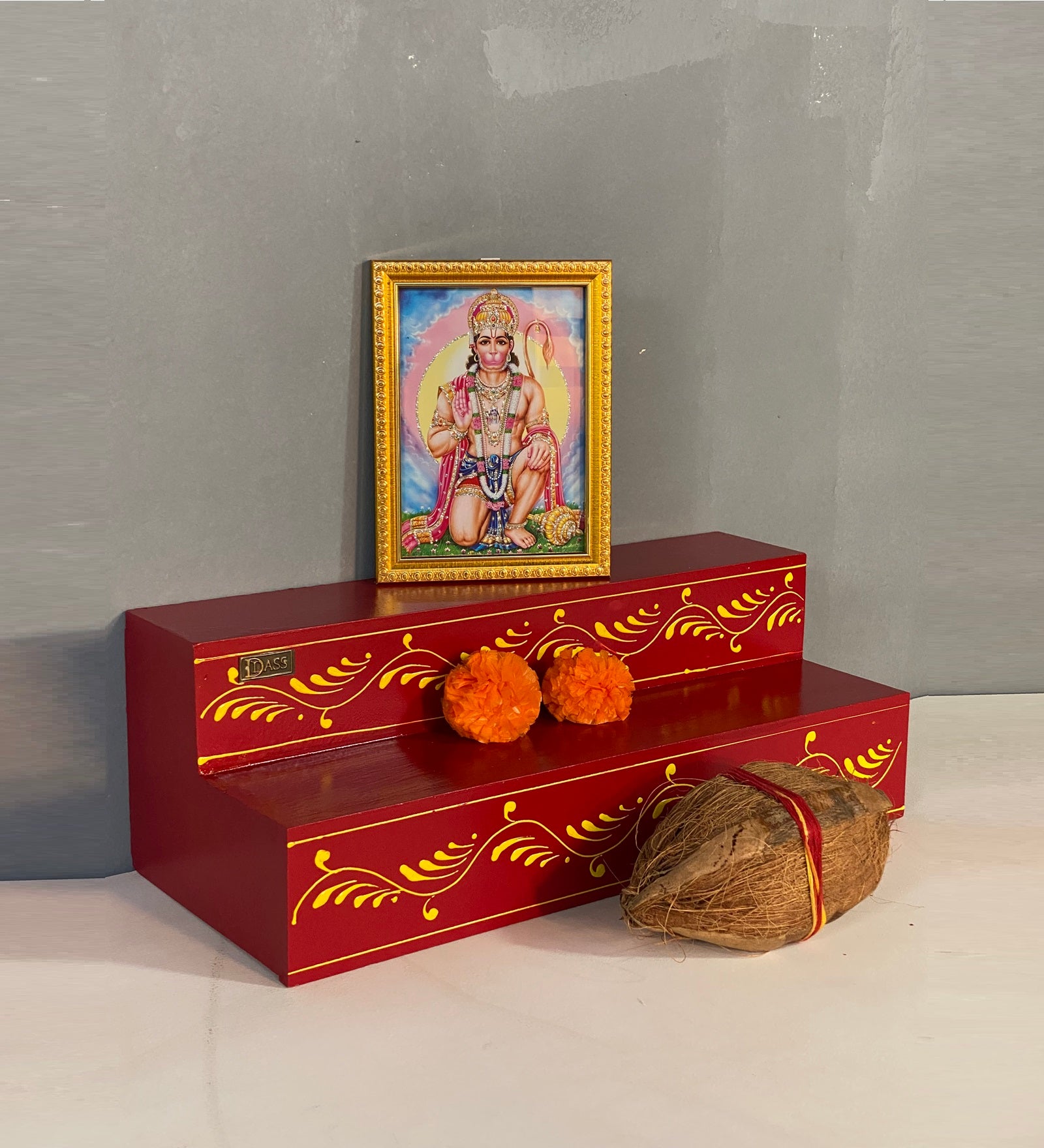 Handpainted Wooden Steps Altar for Wooden Home Temple | DDASSWT_STEP ...