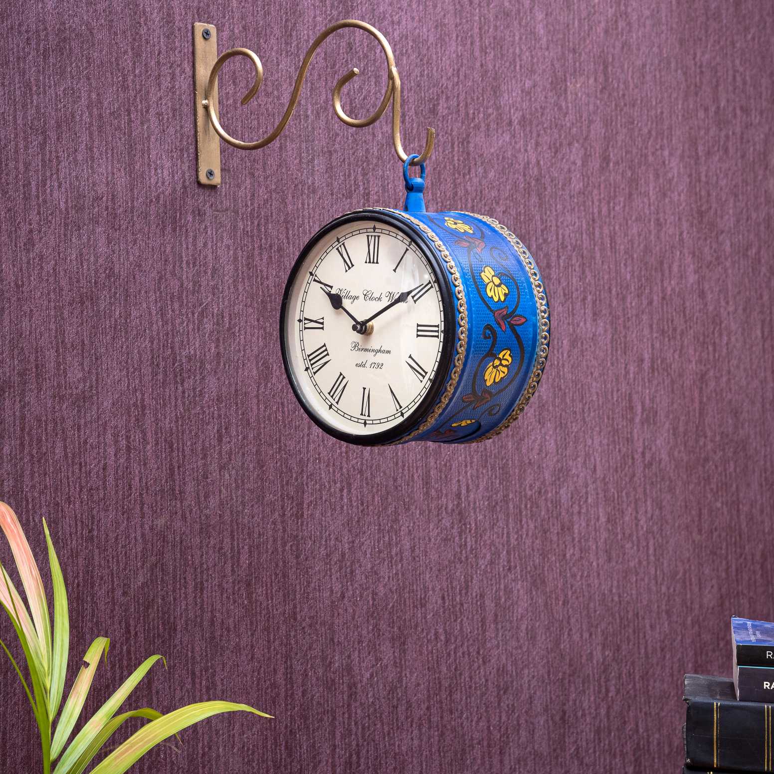 6" Blue & Gold Classic Double Sided Platform Wall Clock | DDASSST6BL ...